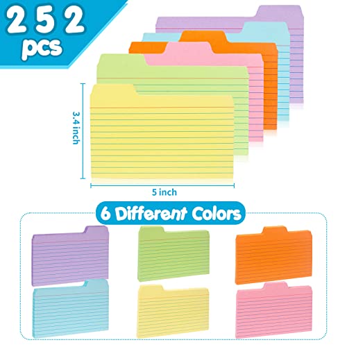 Snapklik.com : Koogel 252 PCS Tabbed Index Cards, Colorful 3 X 5 Inch ...