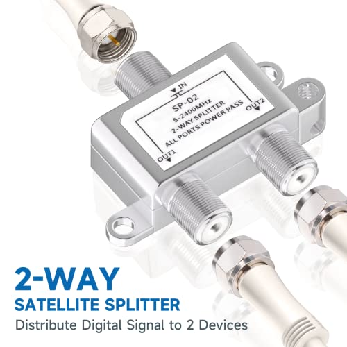 Bingfu Satellite Splitter 2-Way SAT BK Switch with F Connector for ...