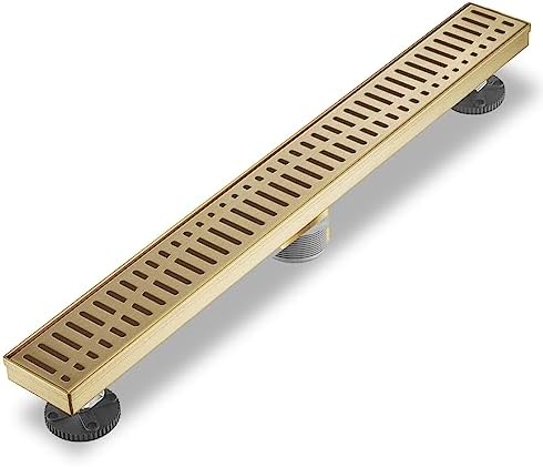 Sharp-tec 24 inch Linear Shower Drain, Gold Rectangular Floor Drain, V ...
