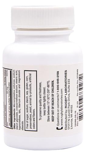 RUGBY LABORATORIES - Rugby - Comprimidos de Sulfato de Zinco 220 mg ...