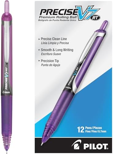 Pilot Precise V7 RT Retractable Rolling Ball Pens, Fine Point, Purple ...