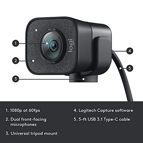 Logitech StreamCam 1080P HD Streaming Webcam with USB-C and Built-in ...