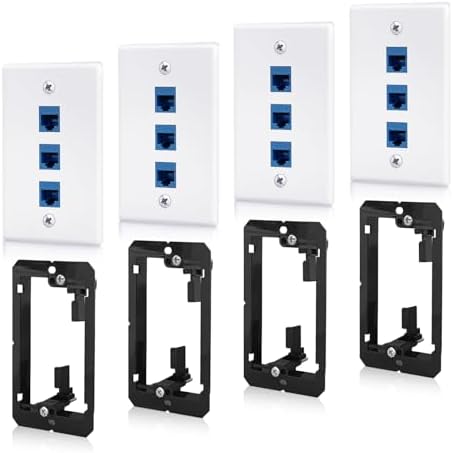 Amazon.com: ANONION 4 Pack Ethernet Wall Plate 3-Port Cat6 Keystone ...