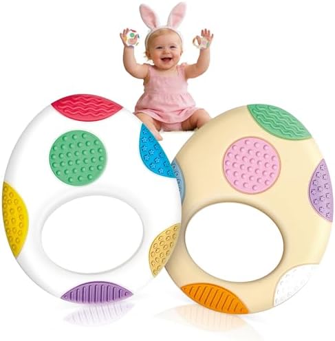 Amazon.com : Gaiabliss Easter Eggs Baby Teething Toys, Basket ...