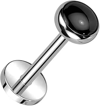 Amazon.com: IMPULSE Piercings Titanium Threadless Push In Labret With Bezel Natural Stone Tops ...