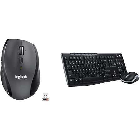 Logitech M705 Marathon Wireless Mouse, 2.4 GHz USB Unifying Receiver, 1000 DPI & MK270 Wireless ...