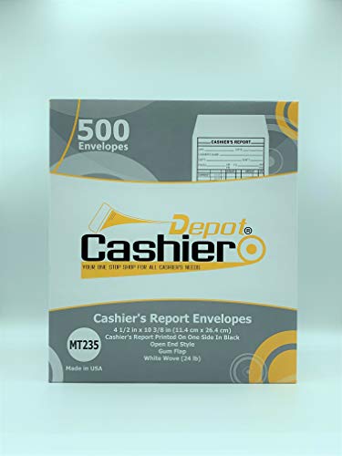 1000 Cashier Depot MT235 Cashier's Report Envelope, 4 1/2" x 10 3/8 ...