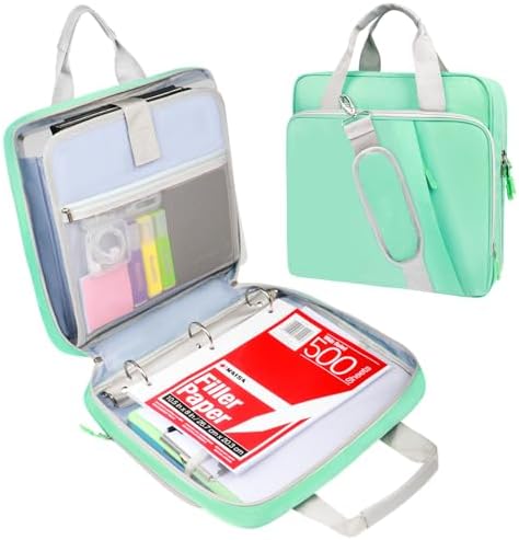 Amazon.com : Zipper Binder with Shoulder Strap, 2 Inch 3 Ring Binder ...