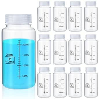 Amazon.com: Tatuo 12 Pcs 8oz 250ml Polypropylene Reagent Bottle Plastic ...