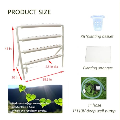 INTBUYING Hydroponics Growing System 36 Holes 4 Pipes 4 Layer Plant ...