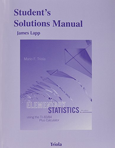 By Mario F. Triola Student's Solutions Manual for Elementary Statistics ...