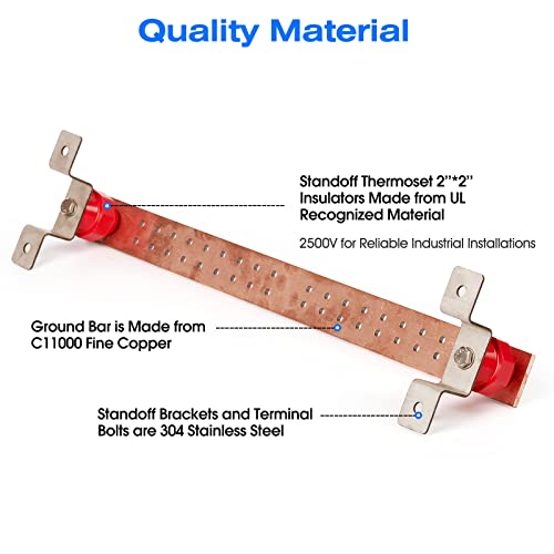 Snapklik.com : 24 Heavy-Duty Copper Bus Bar, Ground Bar Kit, 36 X 0.28 ...