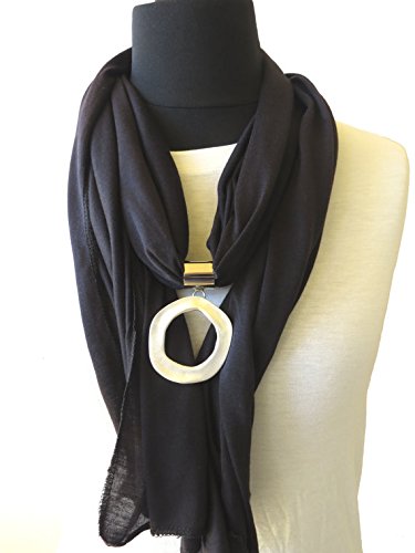 Amazon.com: Handmade Black Scarf Scarve Slide Bail&Silver Pendant ...