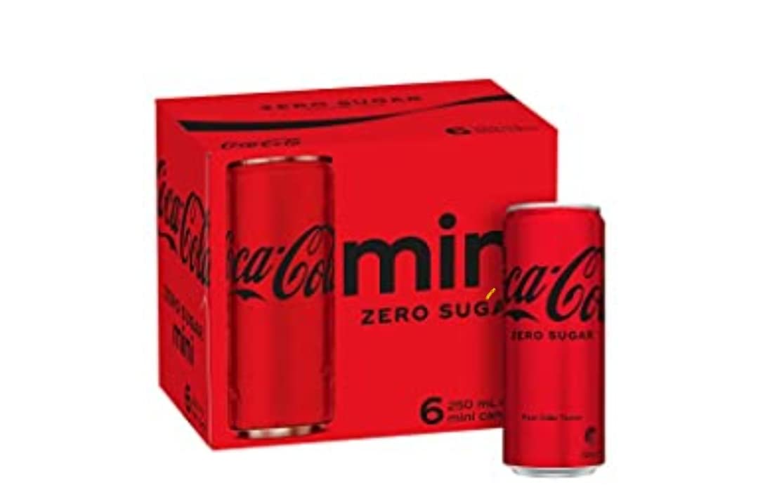 Coca-Cola Zero Sugar Soft Drink Mini Can Multipack 6 x 250 ml : Amazon ...