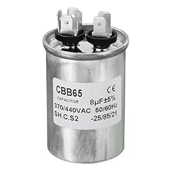 PATIKIL 8uF 8MDF 370/440VAC Fan Start Capacitor, CBB65 Circular Run Capacitor for Air ...