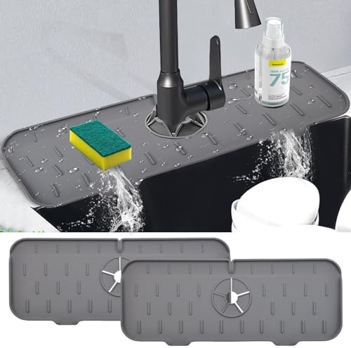 2pcs Silicone Draining Mat Around Tap Kitchen Tap Protector Splash ...