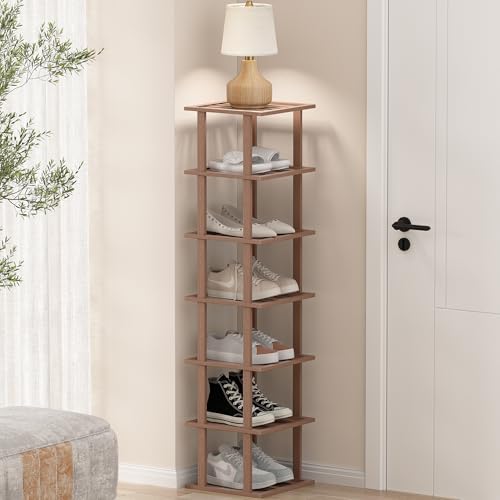 Amazon.com: Bamboo Shoe Rack - Vertical Shoe Rack for Small Spaces ...