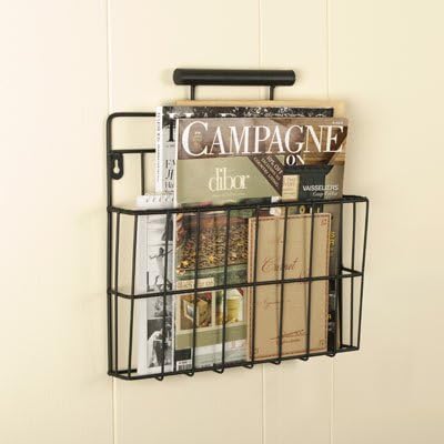 Dibor Wall Storage Basket Mounted Magazine and Newspaper Organiser Rack ...