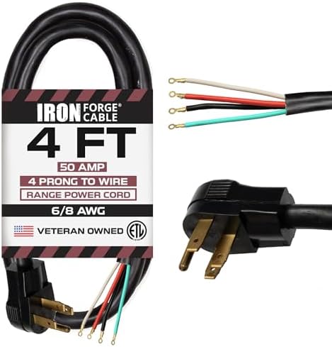 Amazon.com: IRON FORGE CABLE 4 Prong Range Cord, 4 Foot - Heavy Duty 6/ ...