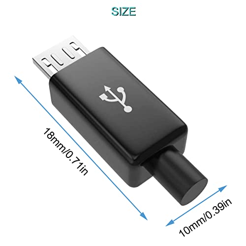 Youmile 12 pcs Micro USB Type B Male Plug Connector Kit Micro USB Type ...