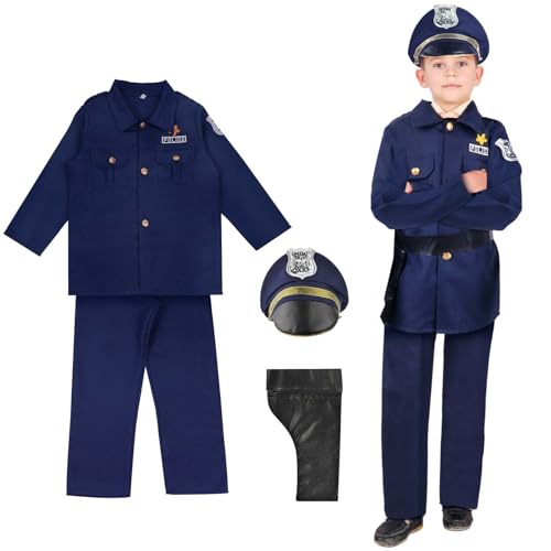 Aomig Kids Police Costumes, 4 Pcs Police Officer Dress Up Kit, Children ...