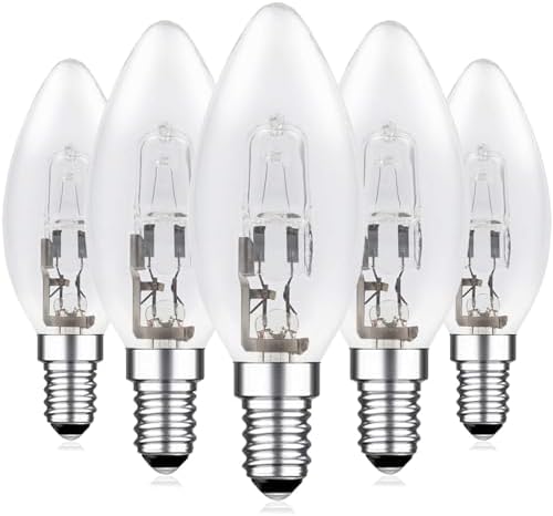 EASYIVY E14 Halogen Candle Light Bulbs 28W Dimmable, C35 SES Small ...