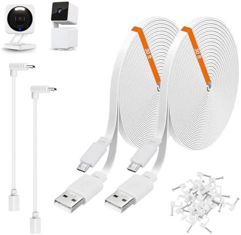 Amazon.com : 2 Pack 30ft Power Extension Cable Compatible with Wyze Cam ...