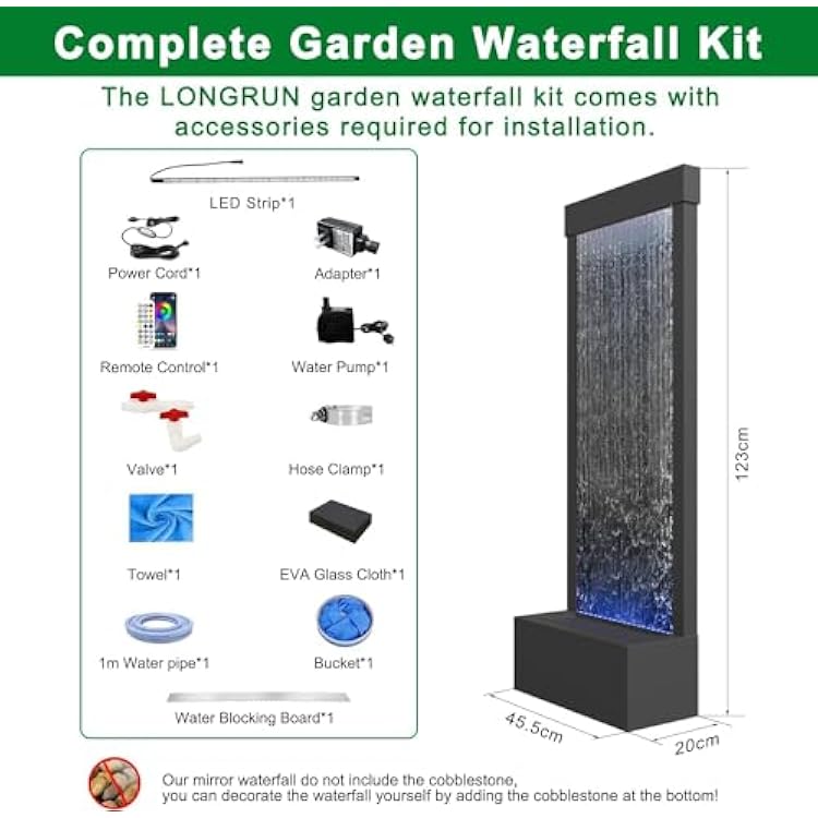 LONGRUN Mirror Waterfall Fountain Indoor Water Philippines | Ubuy