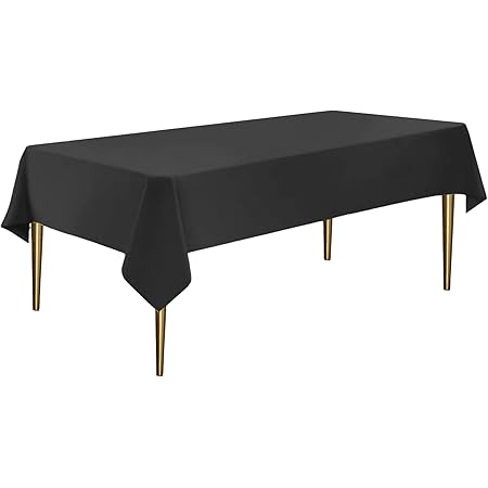 XHDA 6 Pack Black Party Table Cloth 54" x 108", Plastic Table Cloth Wipeable, Rectangular ...