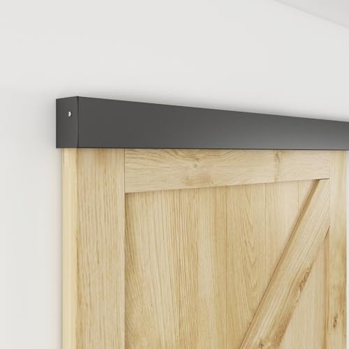 JUBEST 4FT Barn Door Sliding Hardware Track Kit, Aluminium Alloy Box ...