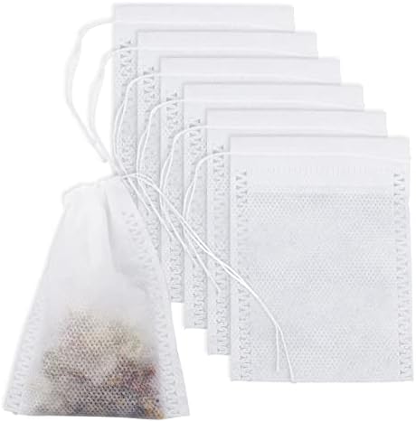 100 Pcs Reusable Tea Bags 9 x 7 cm Empty Tea Bags with Drawstring, Tea ...