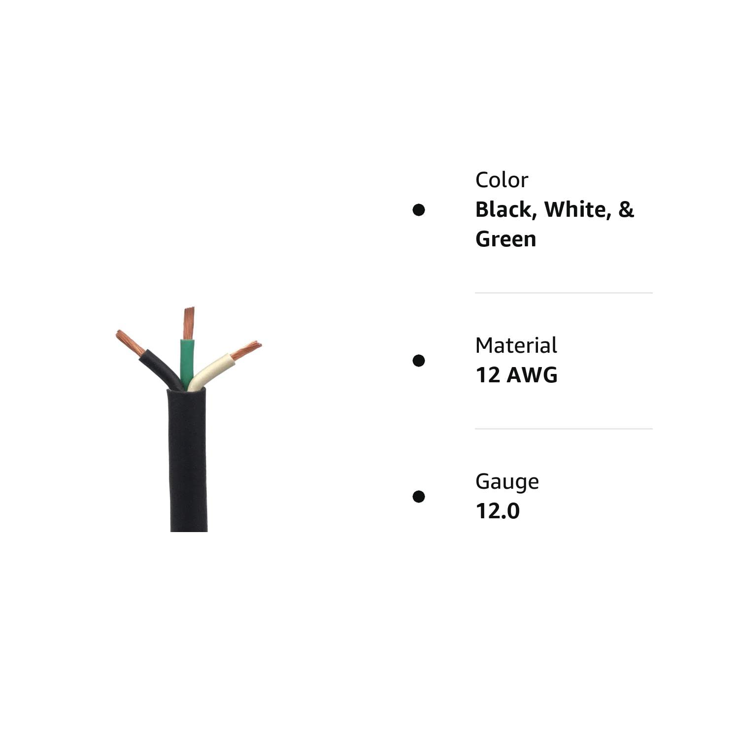 Cable portátil SJOOW de 12 AWG, cable de alimentación de 3 conductores ...