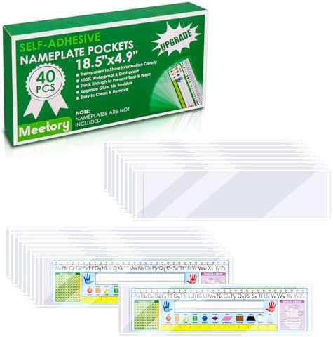 Amazon.com : 40 PCS Nameplate Pocket, 18.5" x 4.9" Self Adhesive Desk ...