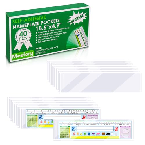 Snapklik.com : 40 PCS Nameplate Pocket, 18.5" X 4.9" Self Adhesive Desk ...