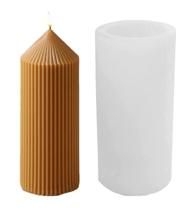 Radiance Store Round Shape Striped Pillar Aesthetic Candle Molds I 3D ...