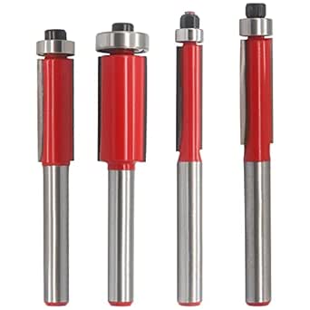 1/4 Inch Shank Top End Bearing Flush Trim Router Bits Set - 4pcs ...