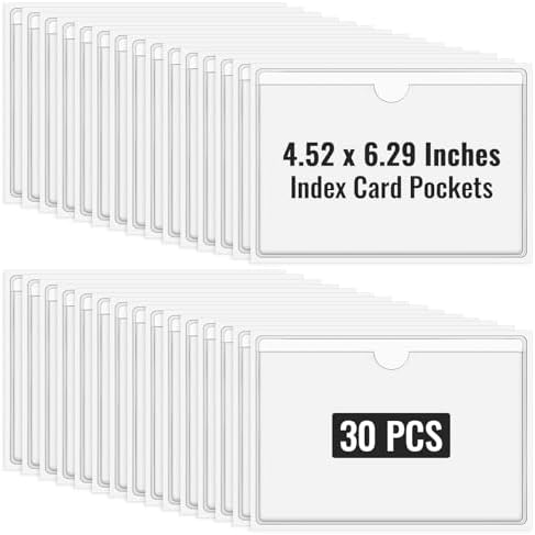 Amazon.com : Antner 36 Pack Self-Adhesive Index Card Pockets for 4" x 6 ...