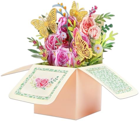 Amazon.com : D4DREAM Flower Bouquet Pop Up Card Mothers Day Gifts Card ...