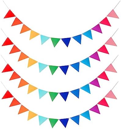 Amazon.com: 48Pcs Rainbow Pennant Banner, BetterJonny 4 Pack Felt ...