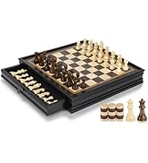 Amazon.com: Peradix Magnetic Chess Checkers Board Sets with 2 Built-in ...