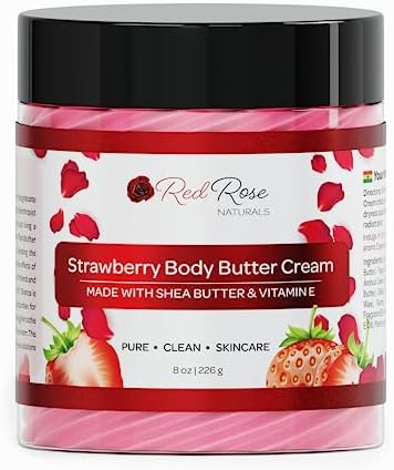 Amazon.com : Red Rose Naturals Strawberry Body Butter Cream for ...