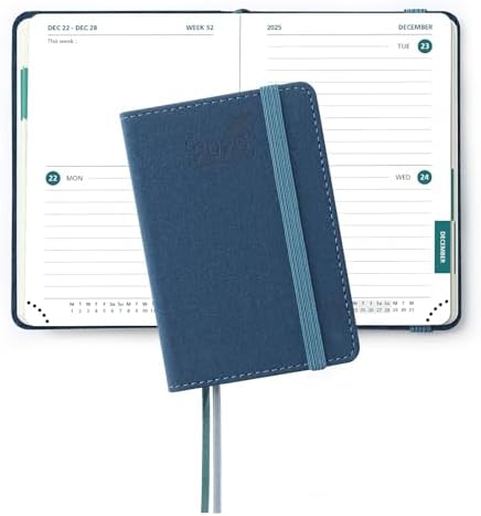 BEZEND Mini Pocket Diary 2025 A7 12 x 8 cm, Slimline 2 Days per Page (4 ...