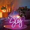 Riakrum Slay Neon Sign Christmas Pink White LED Light up Neon Signs Y2k ...