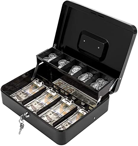 Bestow Cash Box cash drawer currency box with Money Tray, Durable Large ...