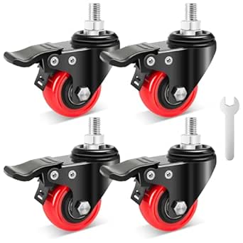 Nefish 2 Inch Stem Caster Wheels with Dual Locking, Threaded Stem ...
