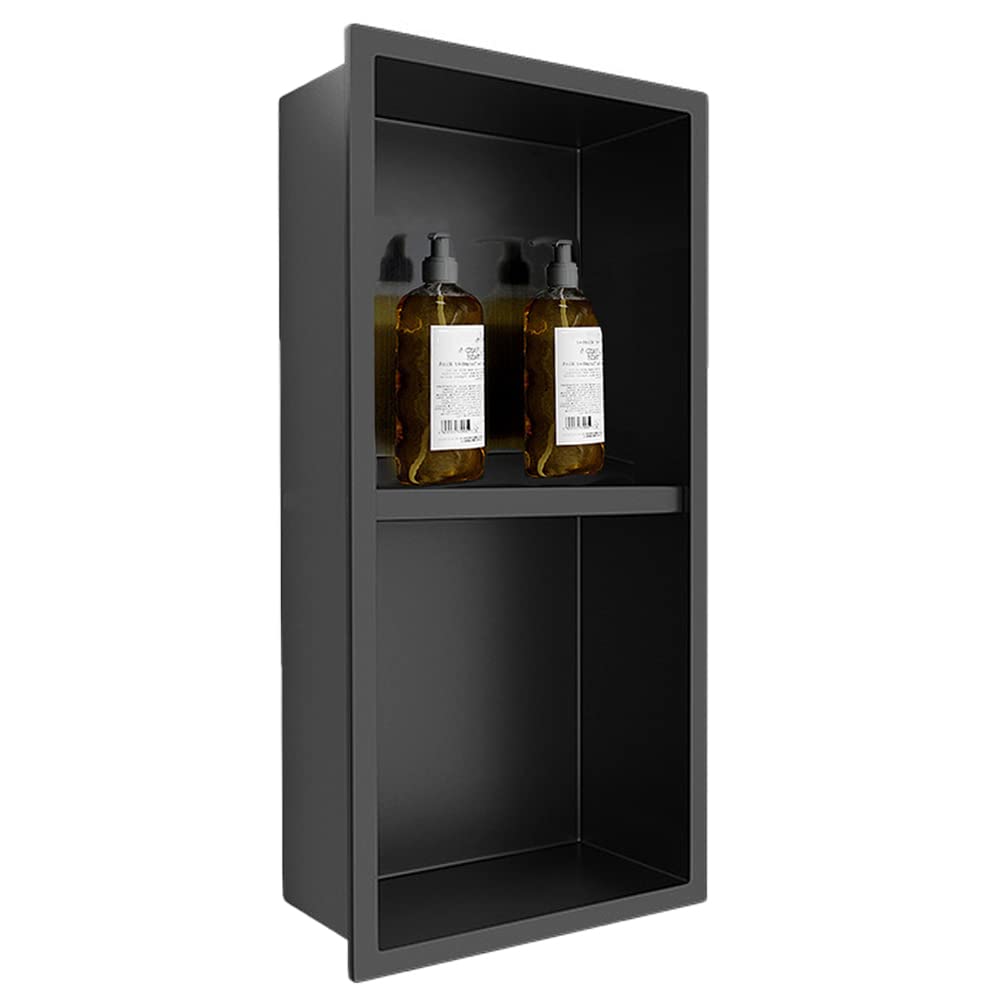 24" X 12" 304 Stainless Steel Shower Niche Black Matte Rectangular Nook ...