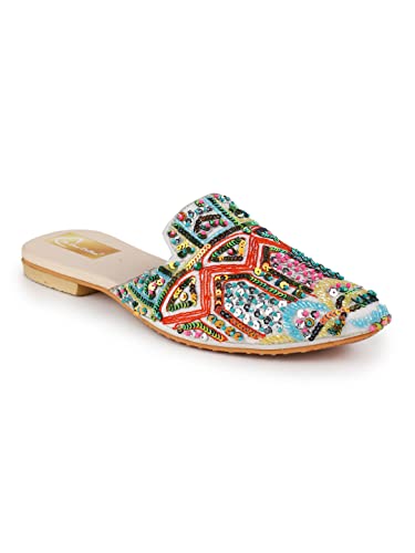 Buy The Desi Dulhan Multi Colored Ethnic Women Embellished Mules at ...