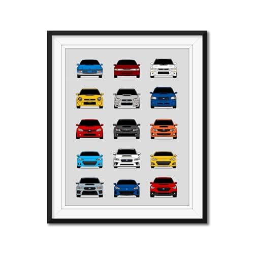 Amazon.com: Custom Car Posters History of Subaru Evolution Print Wall ...