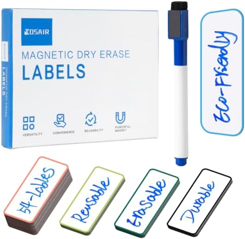 Amazon.com : Magnetic Labels (1x3, 54pcs) - Reusable Dry Erase Magnetic ...