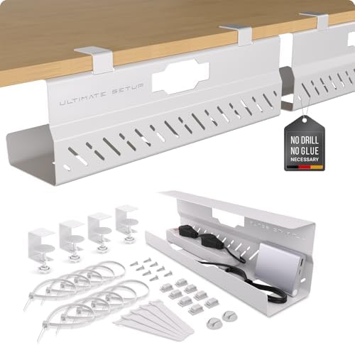 Amazon.com: Under Desk Cable Management Tray White, Cinati Wire ...